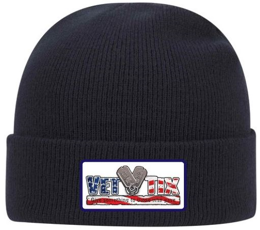 Vet Tix Beanie - 12in - Navy Blue with FLAG Patch - No Branch – Vet-Tix ...
