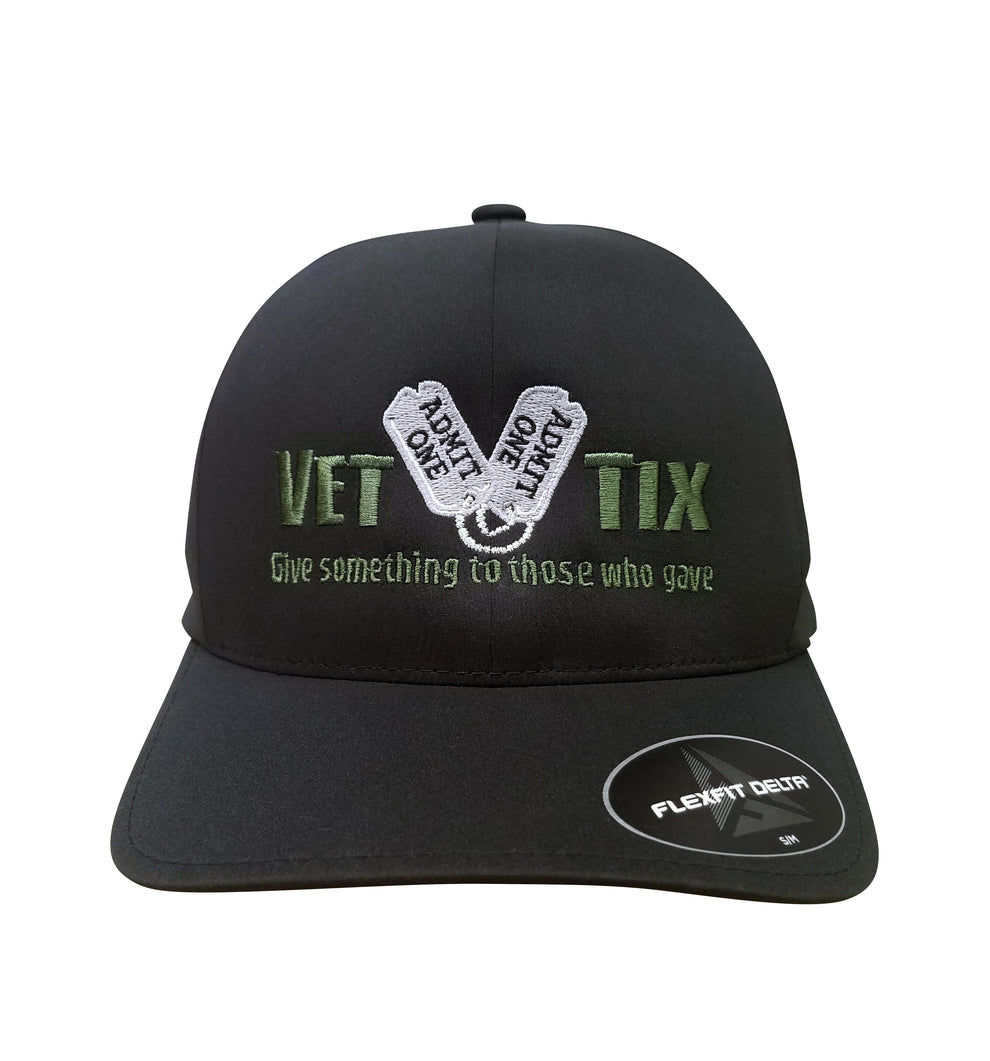 Vet Tix DELTA FITTED Cap - Black Cap with Olive Green Vet Tix - No Bra ...