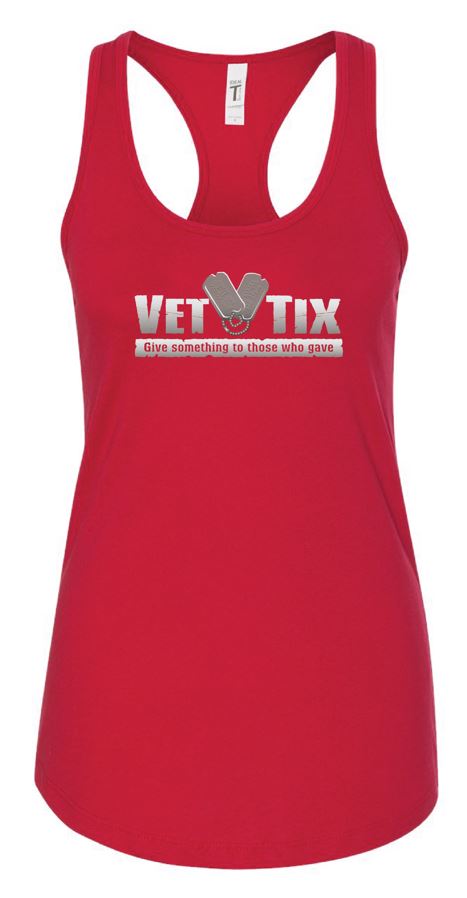Women's RED Racerback Tank - Vet Tix 3 Color Logo – Vet-Tix Store